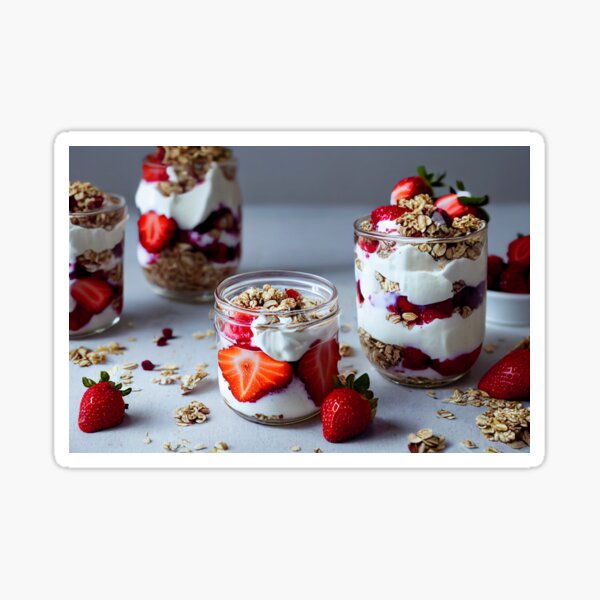 "Strawberry parfaits with yogurt and granola, food photography ...