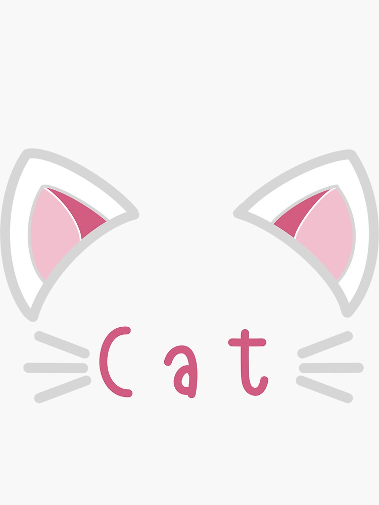 "Cute pink cat ears and the word cat." Sticker for Sale by Smothank ...