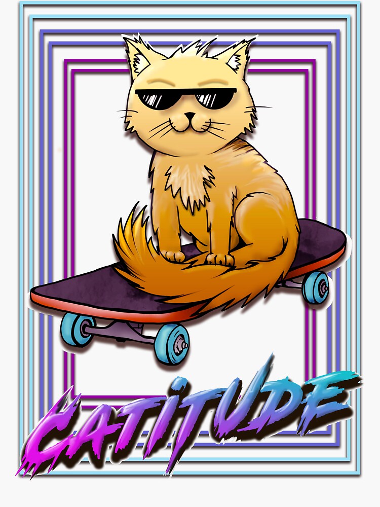 ""Catitude"" Sticker for Sale by furgalaxy | Redbubble