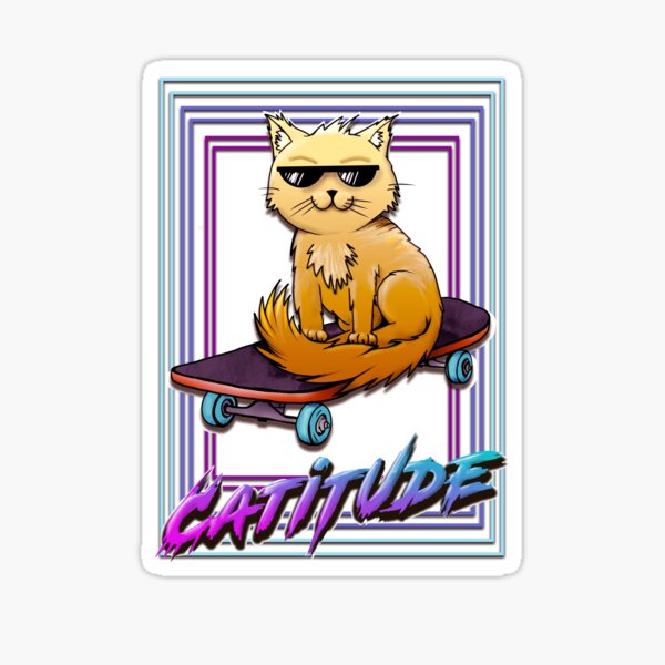 ""Catitude"" Sticker for Sale by furgalaxy | Redbubble