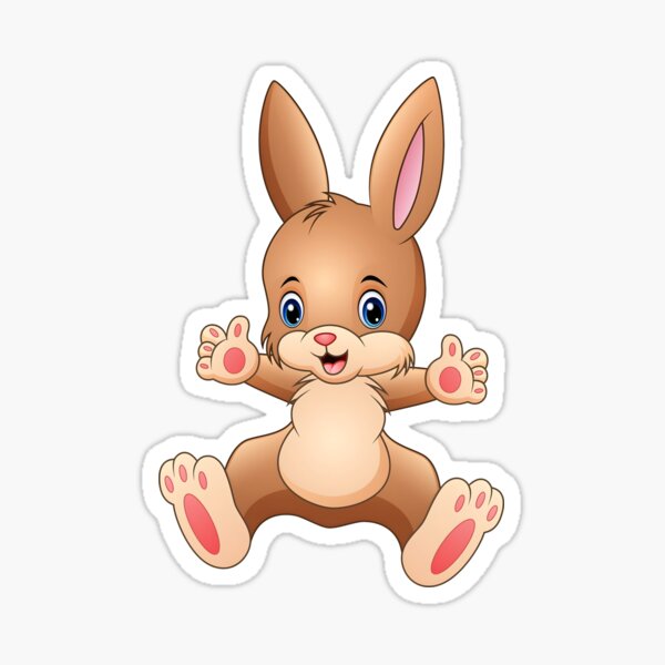 "" Happy rabbit cartoon"" Sticker for Sale by ViolaKoch | Redbubble