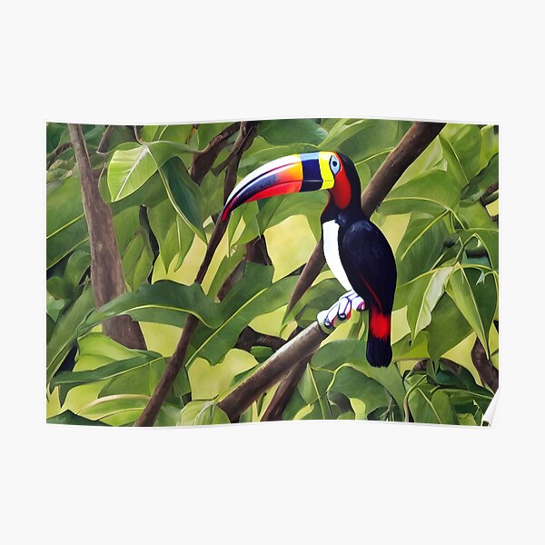 "Digital Painting of a Toucan on a Branch in the Jungle " Poster for ...