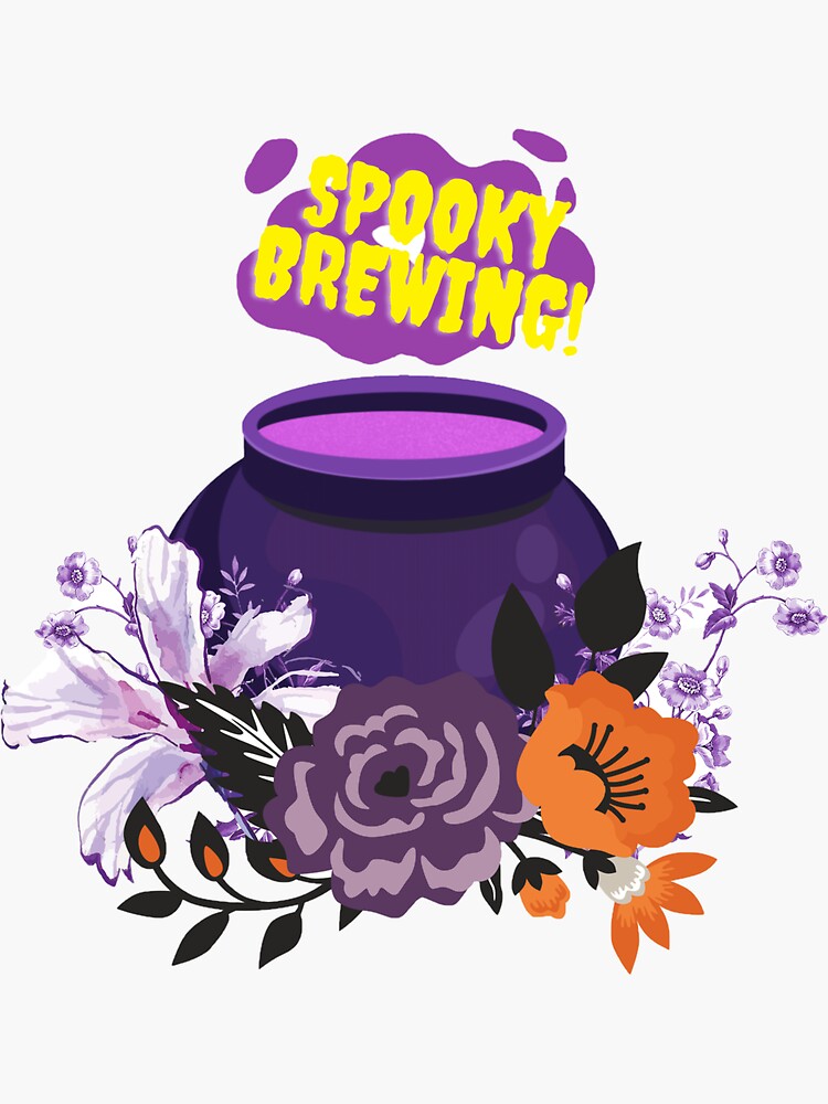 "Spooky Brewing Halloween Sticker" Sticker for Sale by ZaraSadaf ...