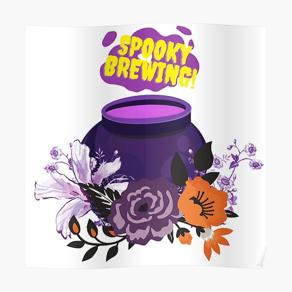 "Spooky Brewing Halloween Sticker" Poster for Sale by ZaraSadaf | Redbubble