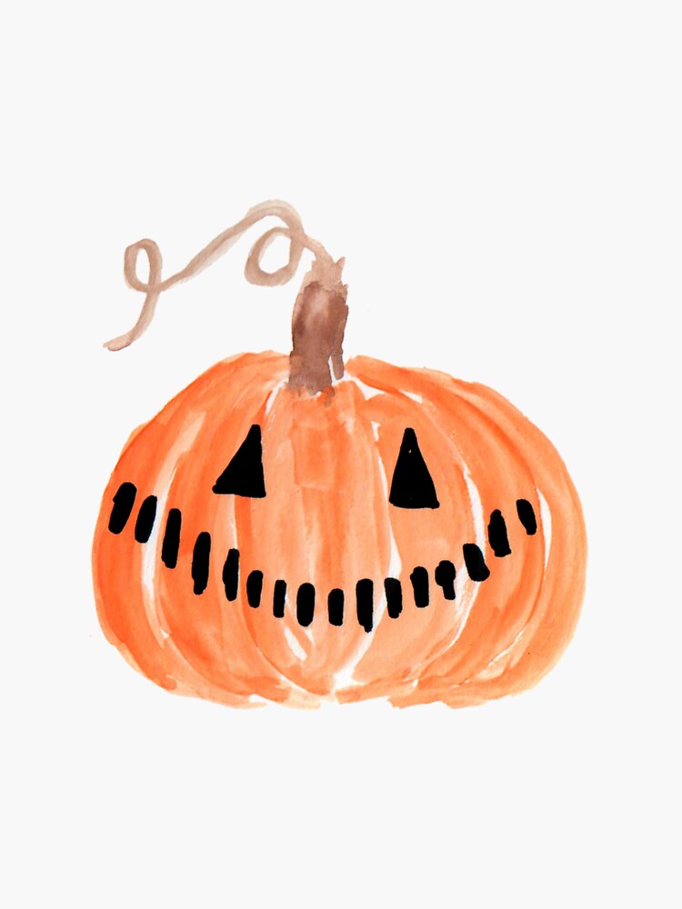 "Watercolor Jack-o-Lantern, Happy Halloween, Watercolor Pumpkin ...