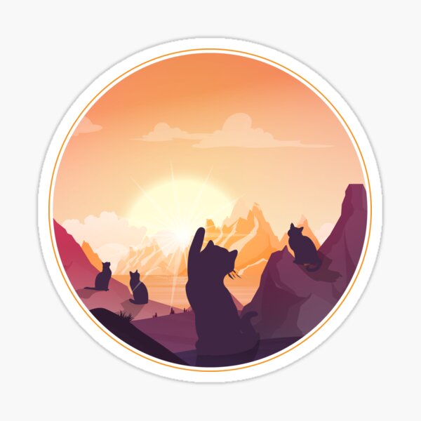 "Cat watching sunset - Cats love sunset - Cat sitting" Sticker for Sale ...