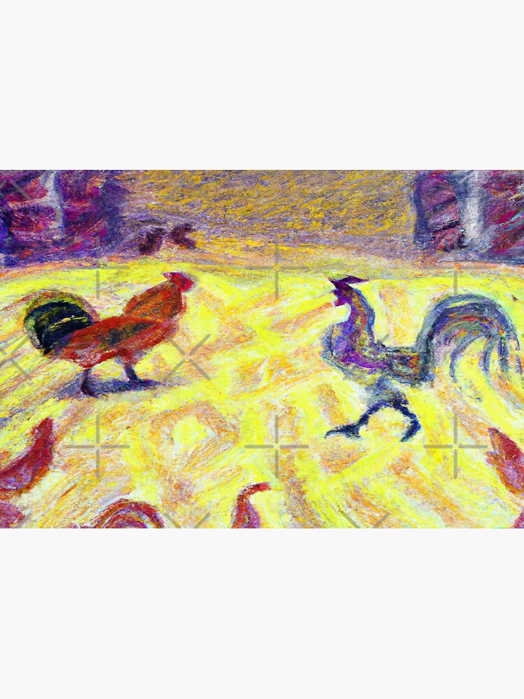 "Wonderful Oil Pastel drawing of two Roosters Fighting in the Arena ...