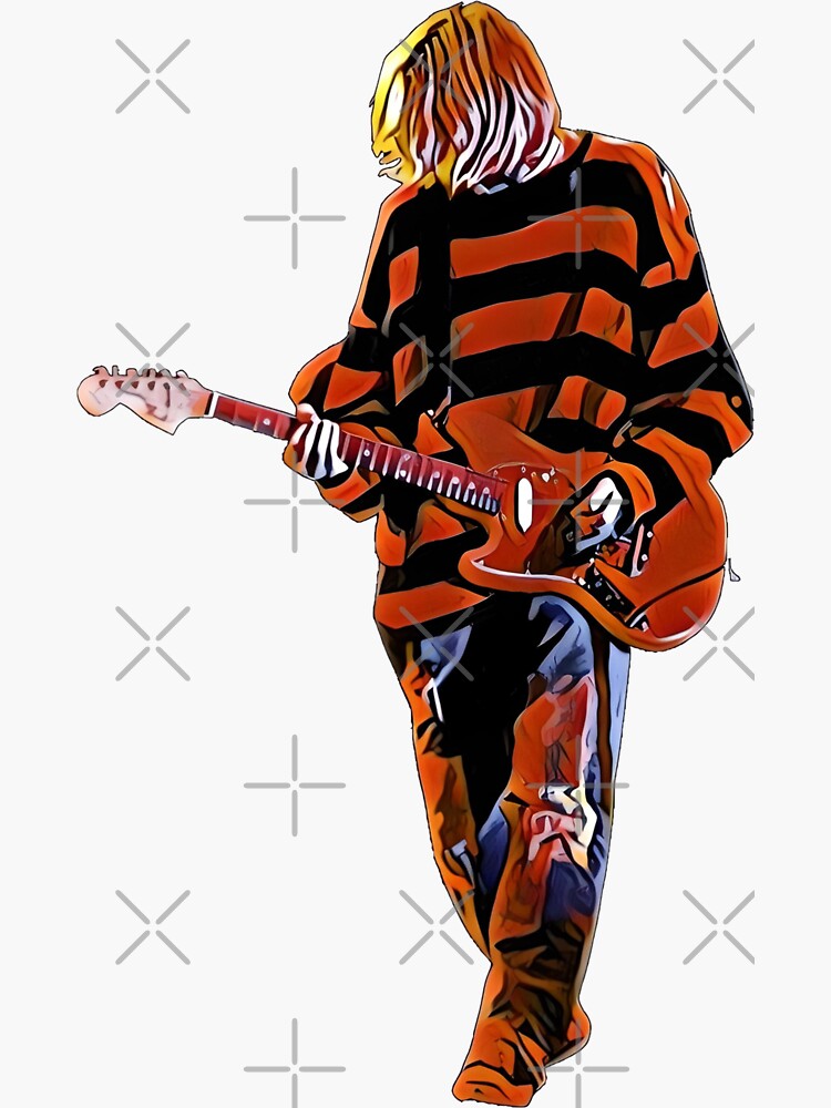 "Kurt Cobain Play Guitar Artistic Modern Pop Portrait Design" Sticker ...