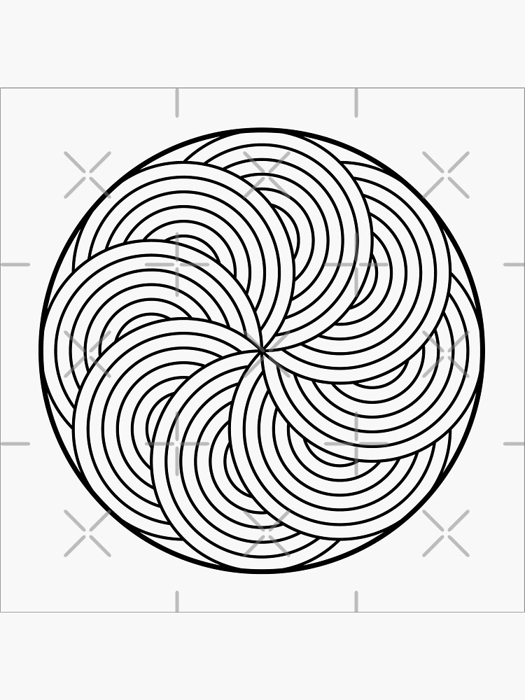 "Circular disc pattern emerging from center and overlapping" Sticker ...