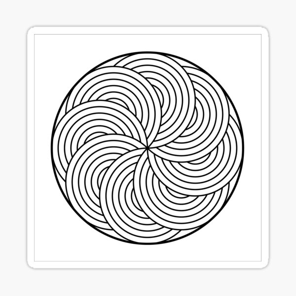 "Circular disc pattern emerging from center and overlapping" Sticker ...