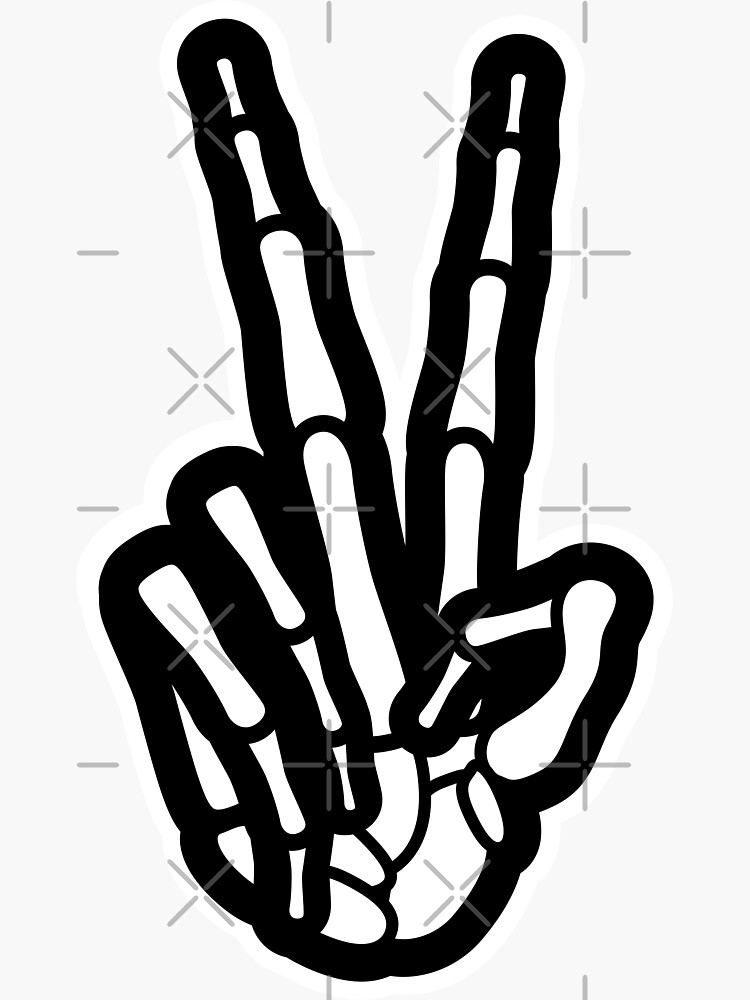 "Skeleton Hand Peace Sign" Sticker for Sale by MOULEOFFICIAL | Redbubble