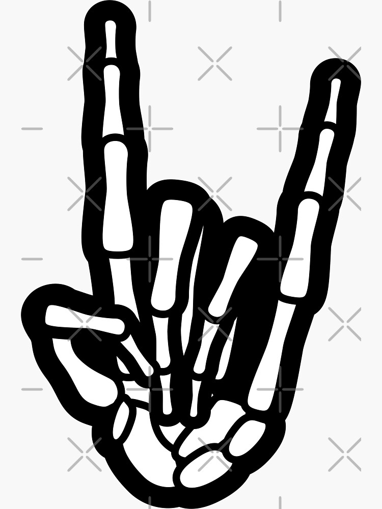 "Skeleton Hand Rock Horns Hand Sign" Sticker for Sale by MOULEOFFICIAL ...