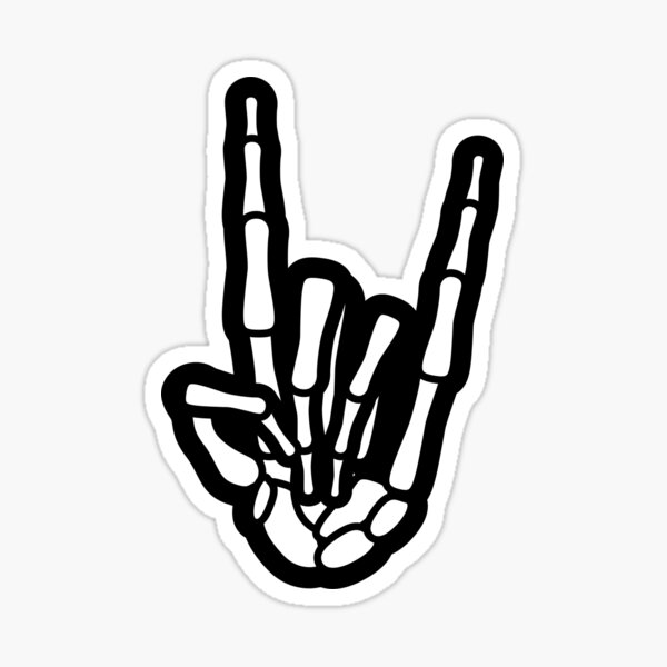 "Skeleton Hand Rock Horns Hand Sign" Sticker for Sale by MOULEOFFICIAL ...