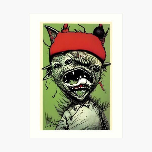 "Disfigured Grinch Gremlin Killer Halloween" Art Print for Sale by ...