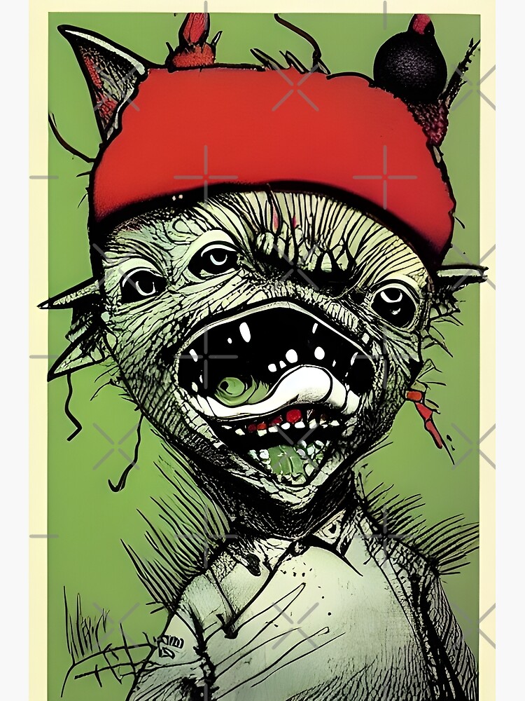 "Disfigured Grinch Gremlin Killer Halloween" Art Print for Sale by ...