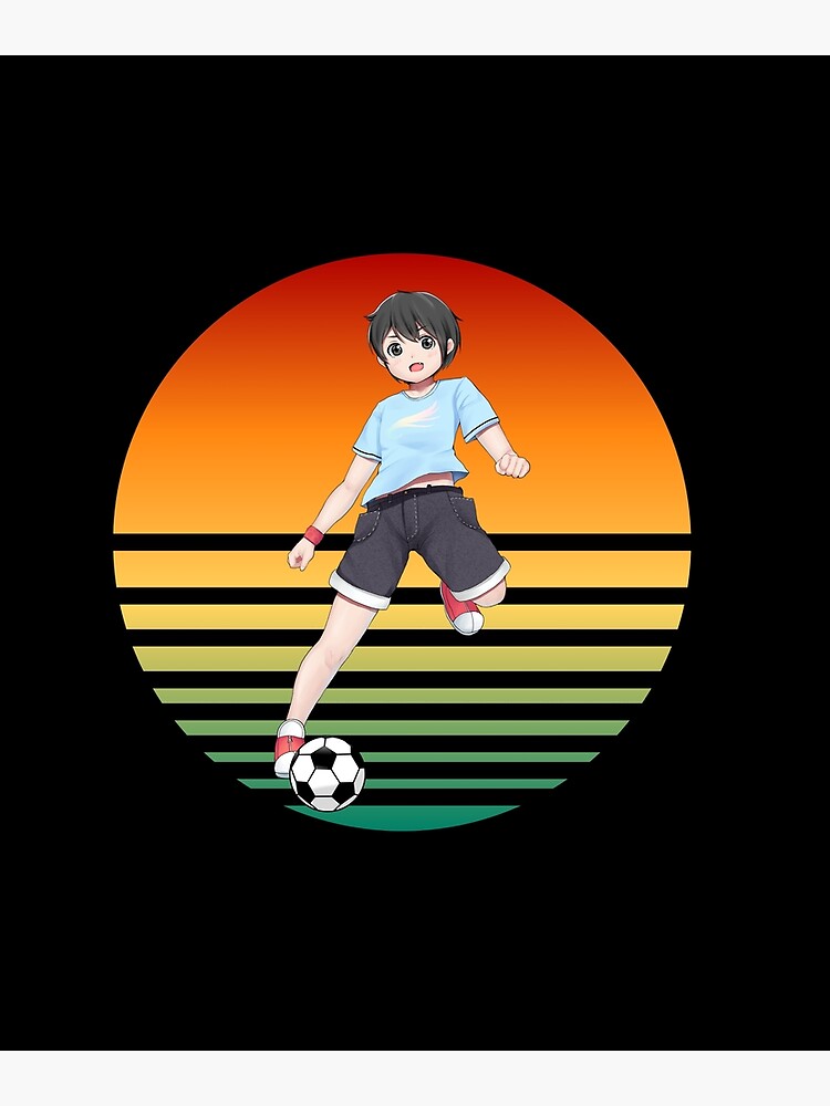 "Anime Boy Playing Football in the Sunset - Funny Cartoon " Canvas ...