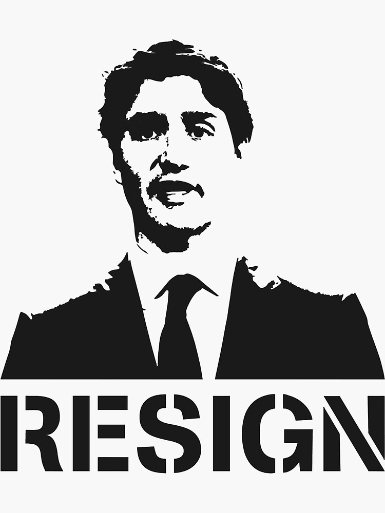 "RESIGN Justin Trudeau Must Go Black Stencil Street Art Style" Sticker ...