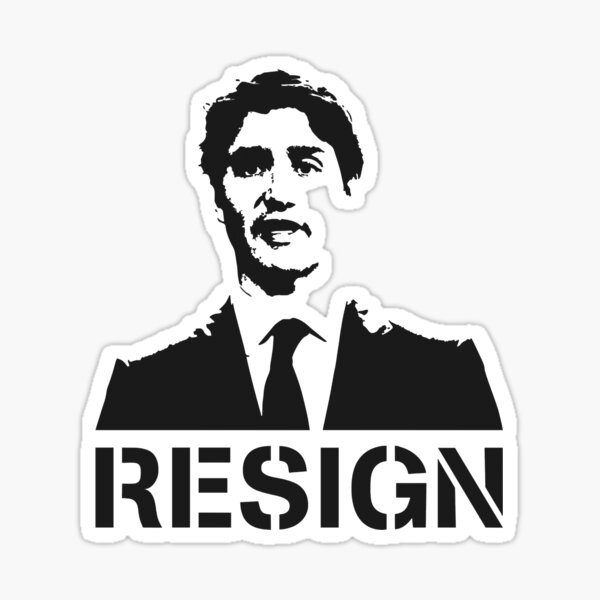 "RESIGN Justin Trudeau Must Go Black Stencil Street Art Style" Sticker ...
