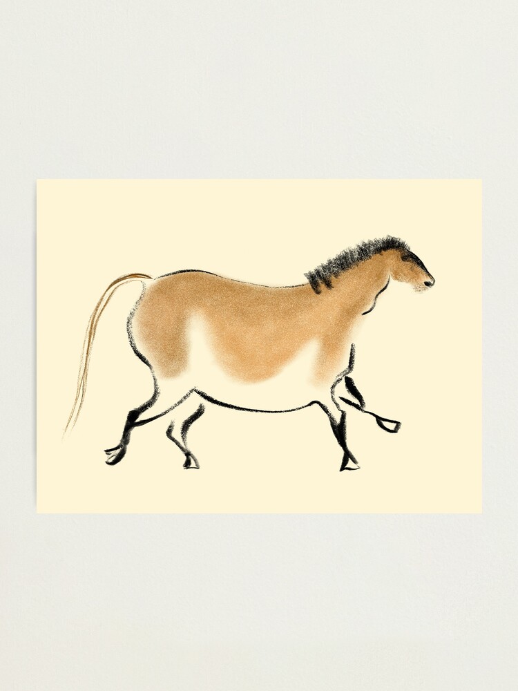 Lámina fotográfica «Pintura rupestre de caballos de la cueva de Lascaux ...