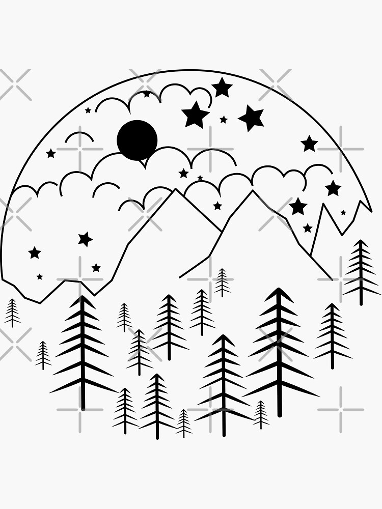 "Simple and clean night line art" Sticker for Sale by SherabArts ...