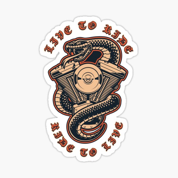 "Snake on a V-Twin Live to Ride" Sticker for Sale by BigNige1234 ...