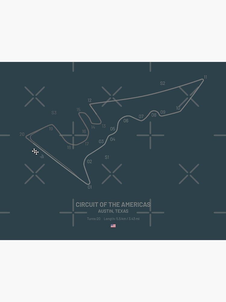 "Circuit of the Americas race track map, Austin, Texas" Poster for Sale ...
