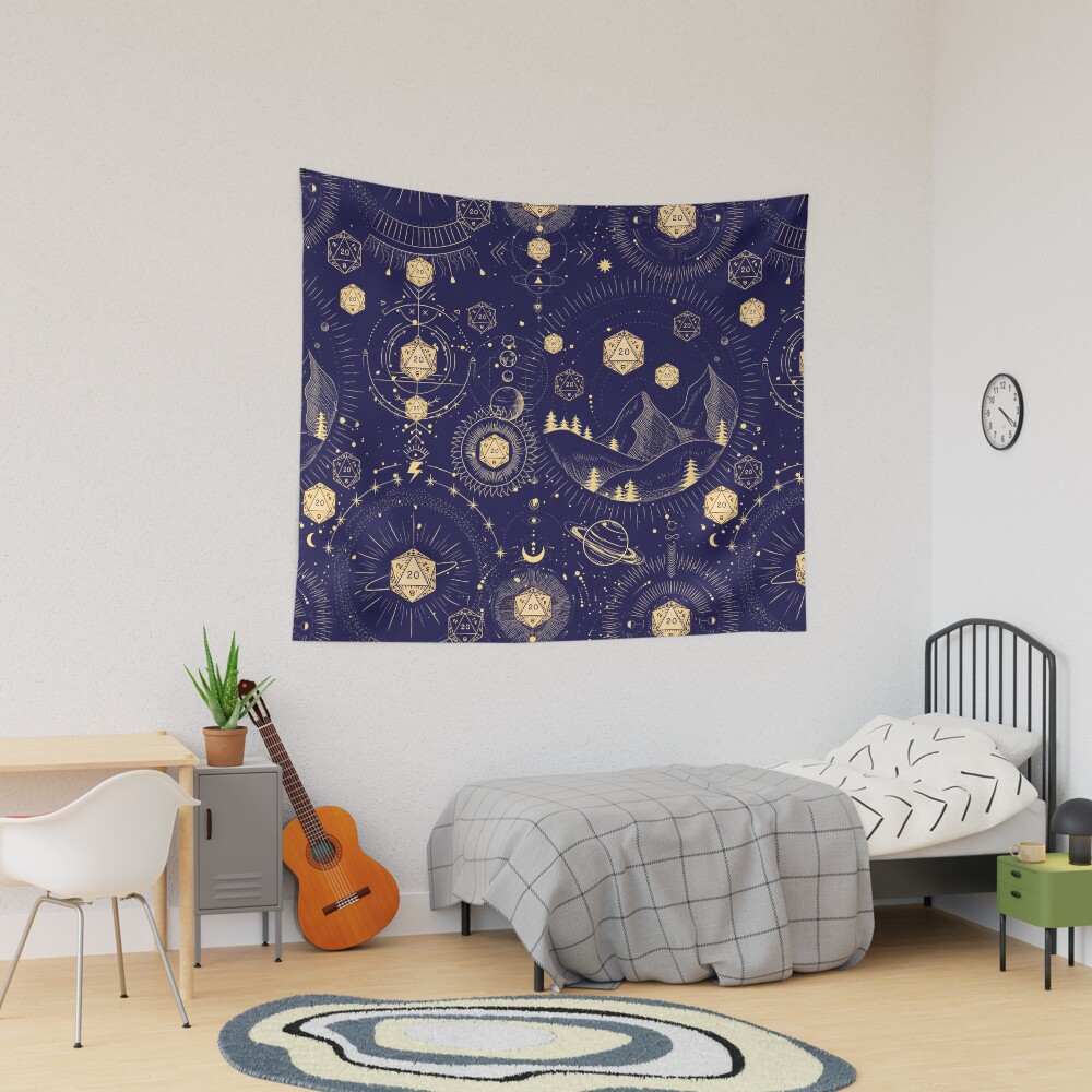 "DND CELESTIAL DICE, D20 Stars constellations pattern night sky" Poster ...