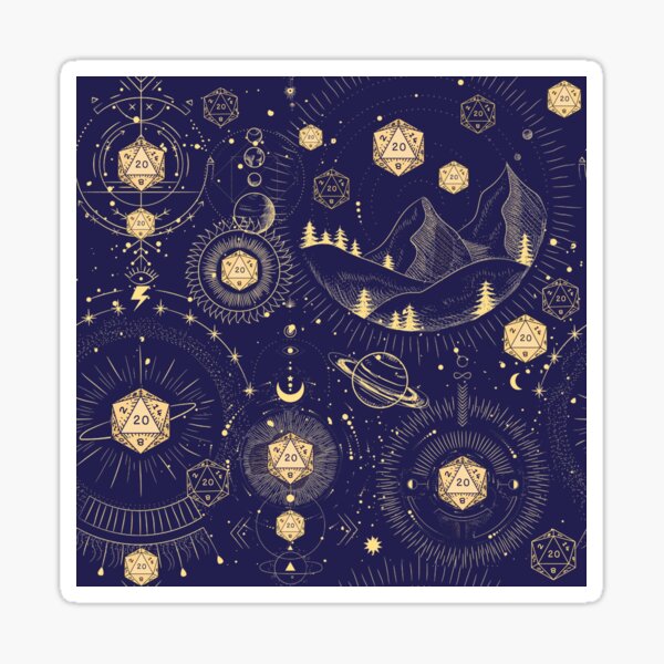 "DND CELESTIAL DICE, D20 Stars constellations pattern night sky" Sticker for Sale by ...