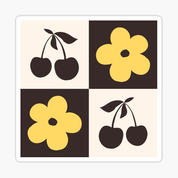 "Daisy and Cherry Checker 60s retro" Sticker for Sale by koovox | Redbubble