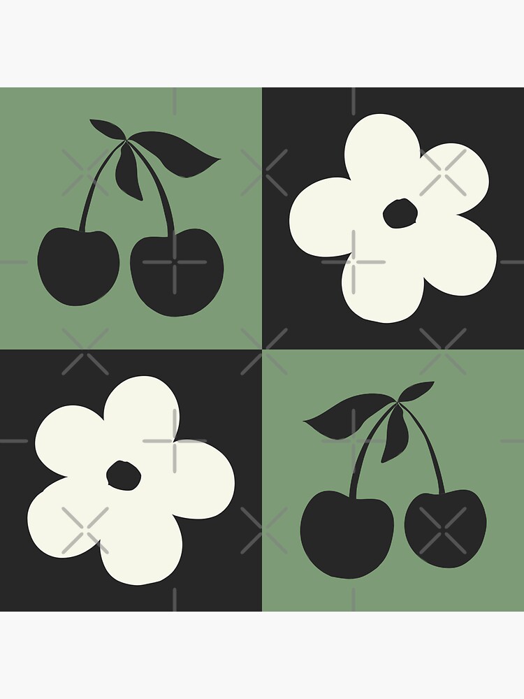 "Daisy and Cherry Checker 60s retro" Sticker for Sale by koovox | Redbubble