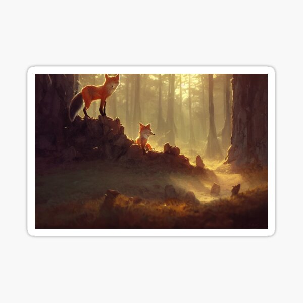 "Foxes' den" Sticker for Sale by chatzous | Redbubble