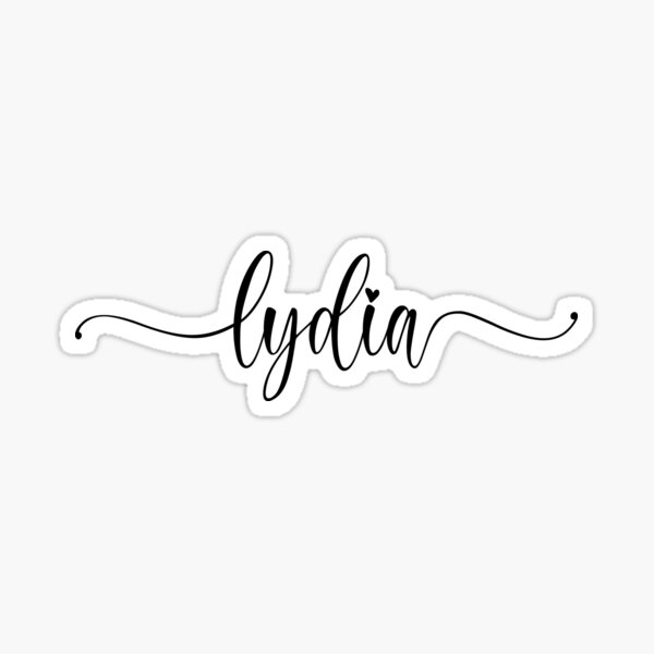 "Lydia Calligraphy Name Black" Sticker for Sale by Yellowbubbless ...