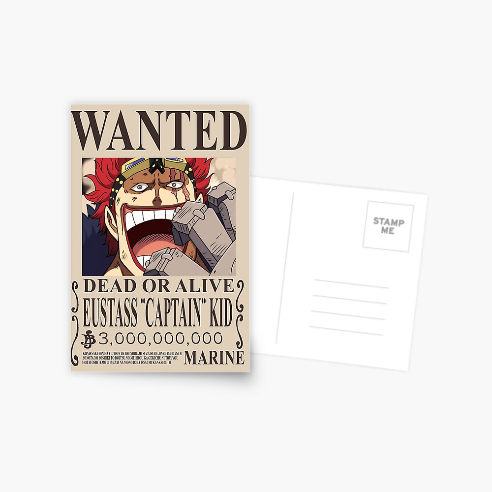 "New Wanted bounty poster Eustass Captain Kid Cross Guild png" Postcard ...