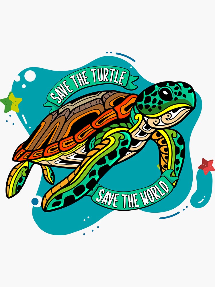 "save the turtle, save the world" Sticker for Sale by dodographic ...