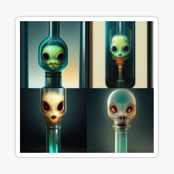 Pegatina «Alienígenas en tubos de ensayo» de Funkylicious | Redbubble