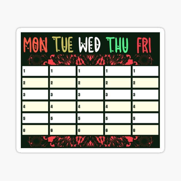 "SCHOOL TIMETABLE" Sticker for Sale by HomeCoquette | Redbubble