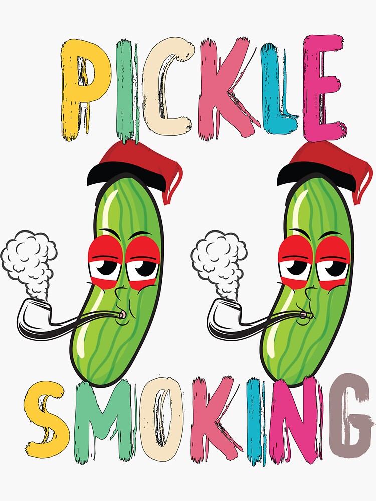 "pickle christmas smoking" Sticker for Sale by EZONEEE | Redbubble