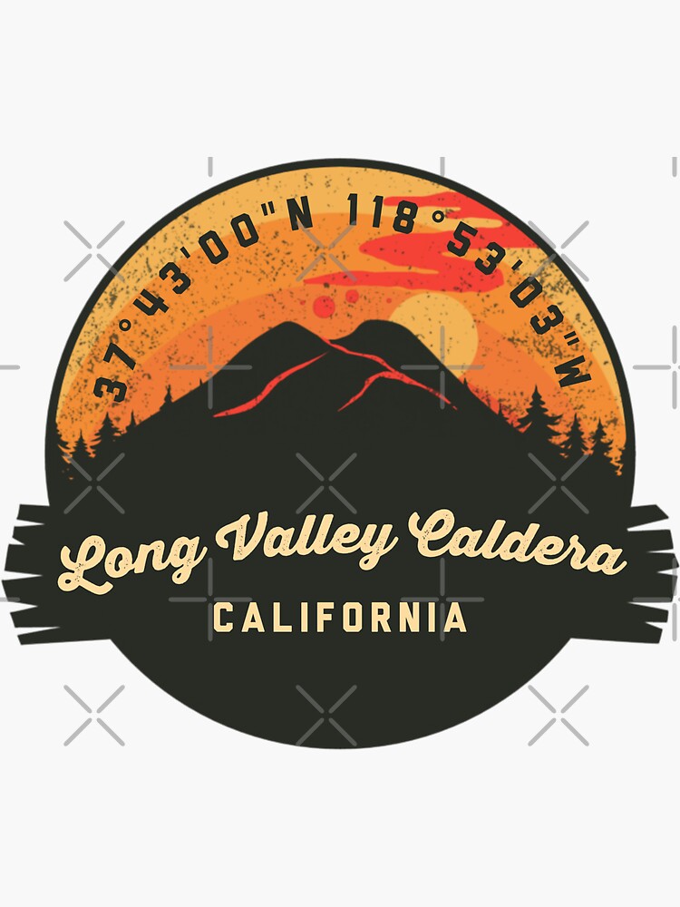 "Long Valley Caldera Volcano Souvenir Badge California" Sticker for ...