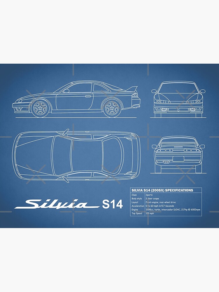"The Silvia S14 Blueprint" Poster for Sale by rogue-design | Redbubble