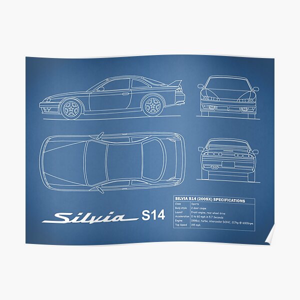"The Silvia S14 Blueprint" Poster for Sale by rogue-design | Redbubble