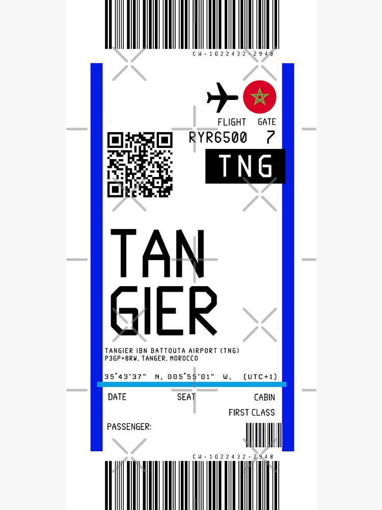 "Tangier Ibn Battouta Airport (TNG) Boarding Pass rickrolled" Sticker ...