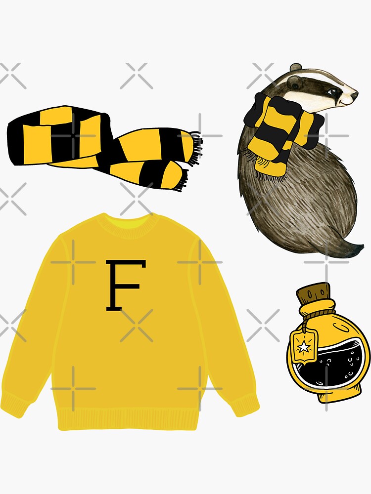 "F letter huffle jumper Harry p hp magic pack" Sticker for Sale by ...