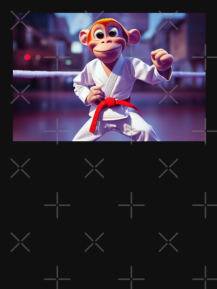 "Funny monkey in karate suit in fighting pose" T-shirt for Sale by ...