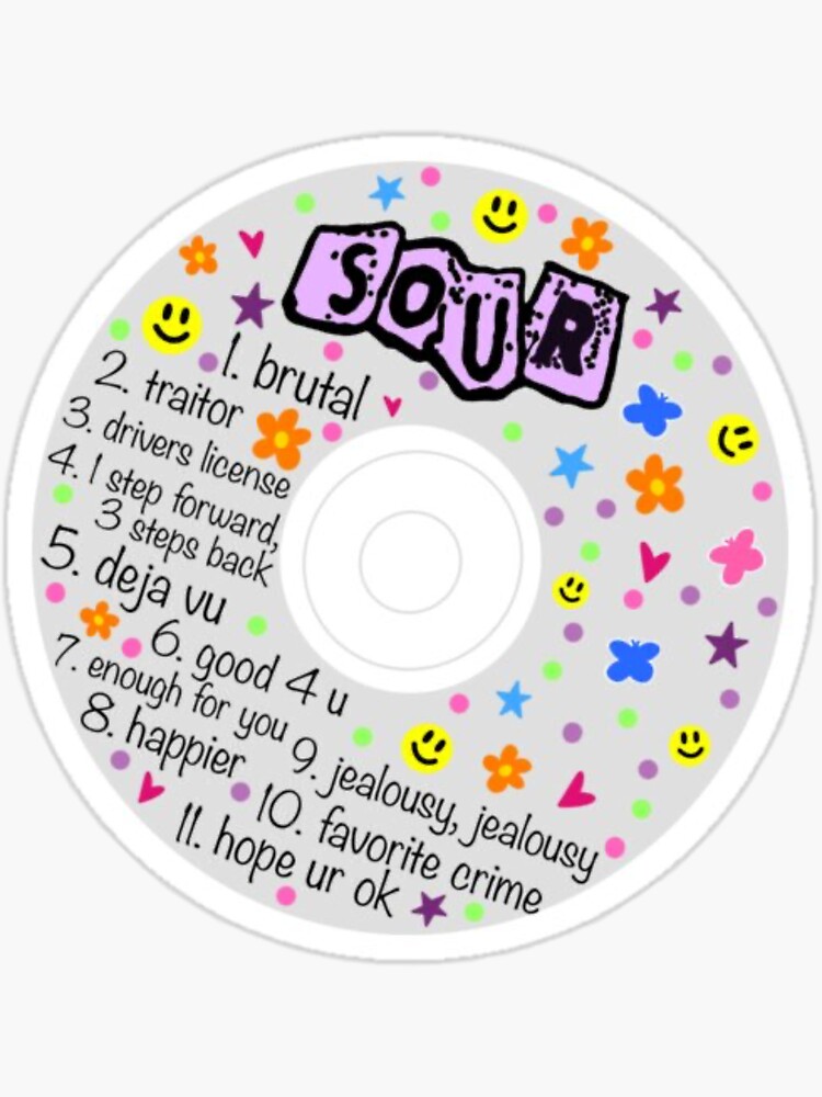 "Olivia Rodrigo SOUR CD" Sticker for Sale by yeehawboyy | Redbubble