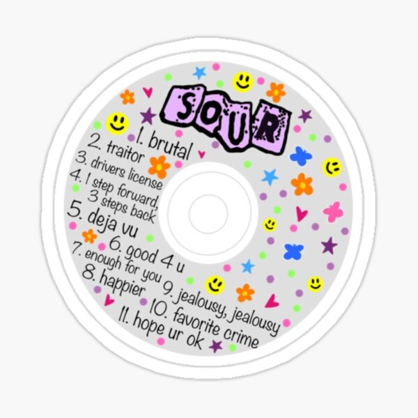 "Olivia Rodrigo SOUR CD" Sticker for Sale by yeehawboyy | Redbubble