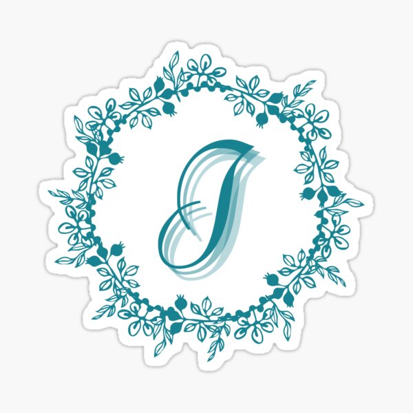 "Blue Floral Wreath Monogram J" Sticker for Sale by anitastrifler ...