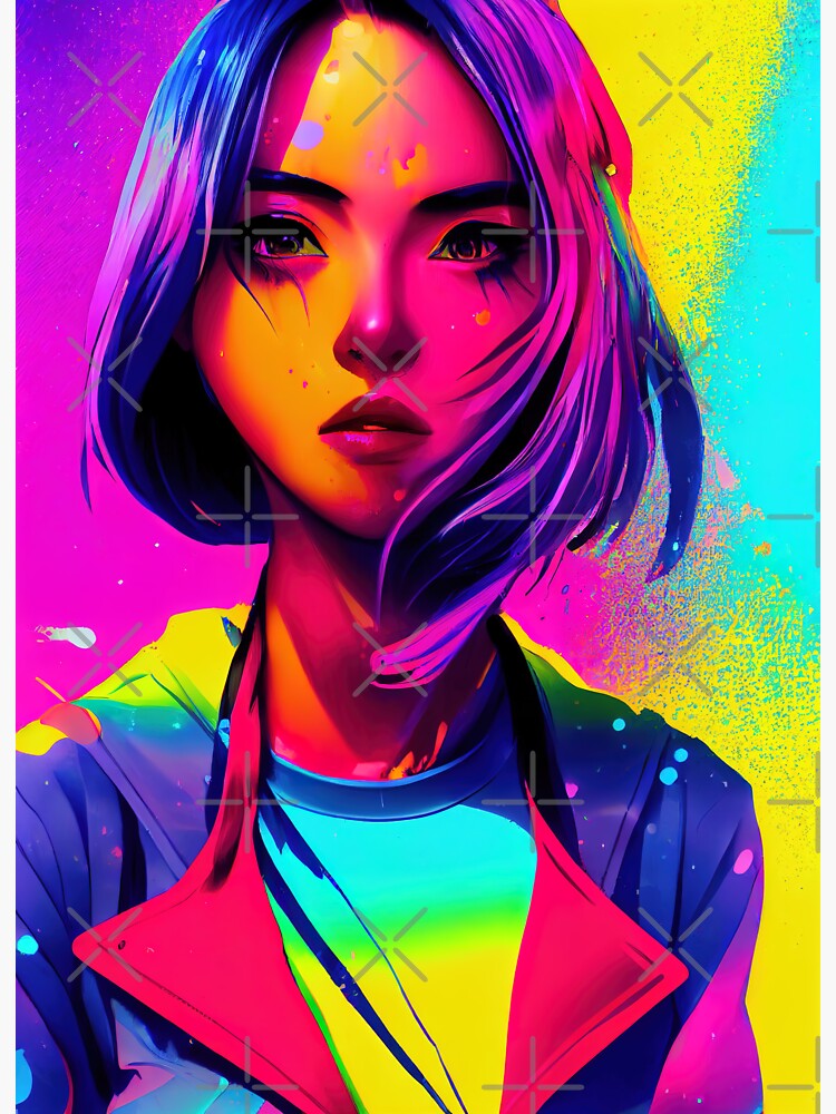 "Neon Rainbow Anime Girl" Sticker for Sale by Mesari | Redbubble