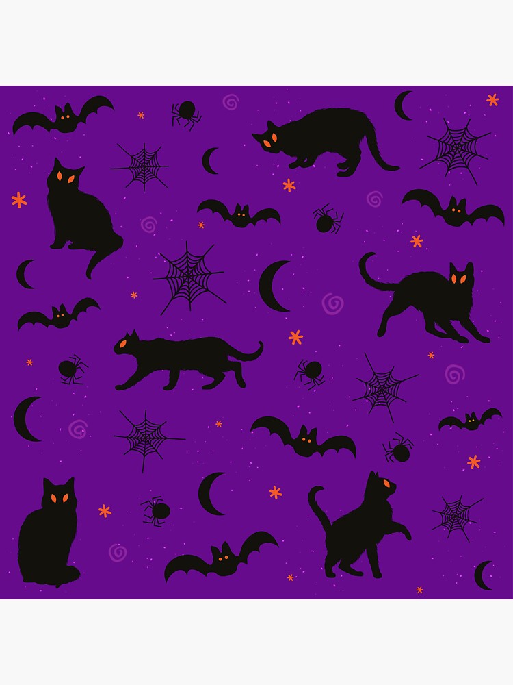 "Spooky Halloween Cat Bat Spider Pattern" Sticker for Sale by johnnyhh ...
