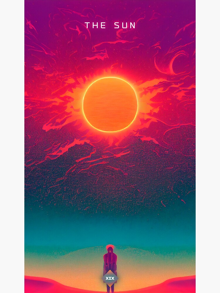 "The Sun, cyberpunk tarot card" Sticker for Sale by hippai | Redbubble