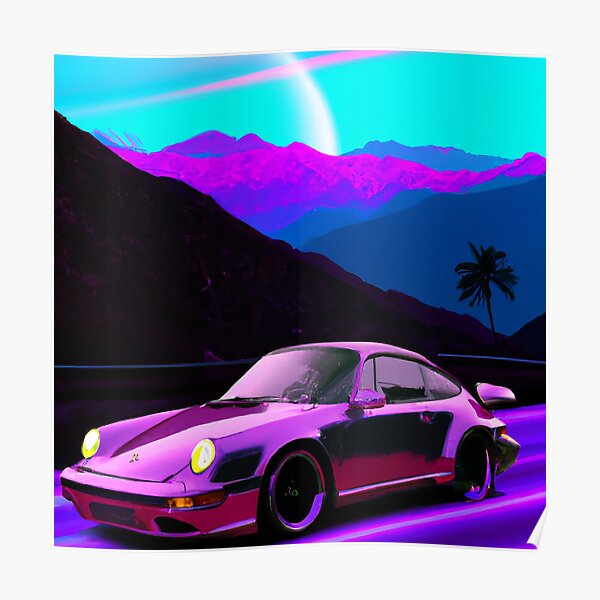 "Porsche 911 in Vaporwave style" Poster for Sale by Nektarino | Redbubble